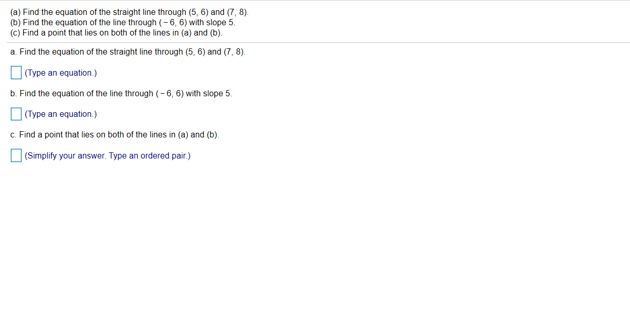 Solved (a) Find the equation of the straight line through | Chegg.com
