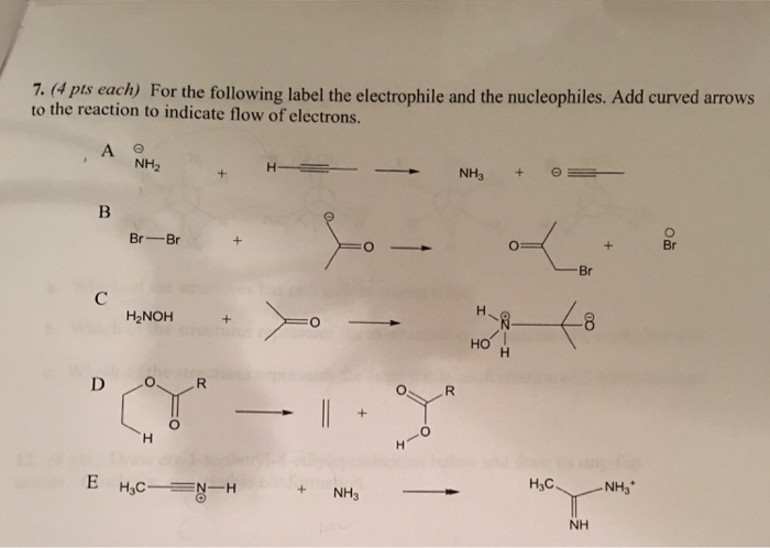 Solved For each of the following label the electrophile and | Chegg.com