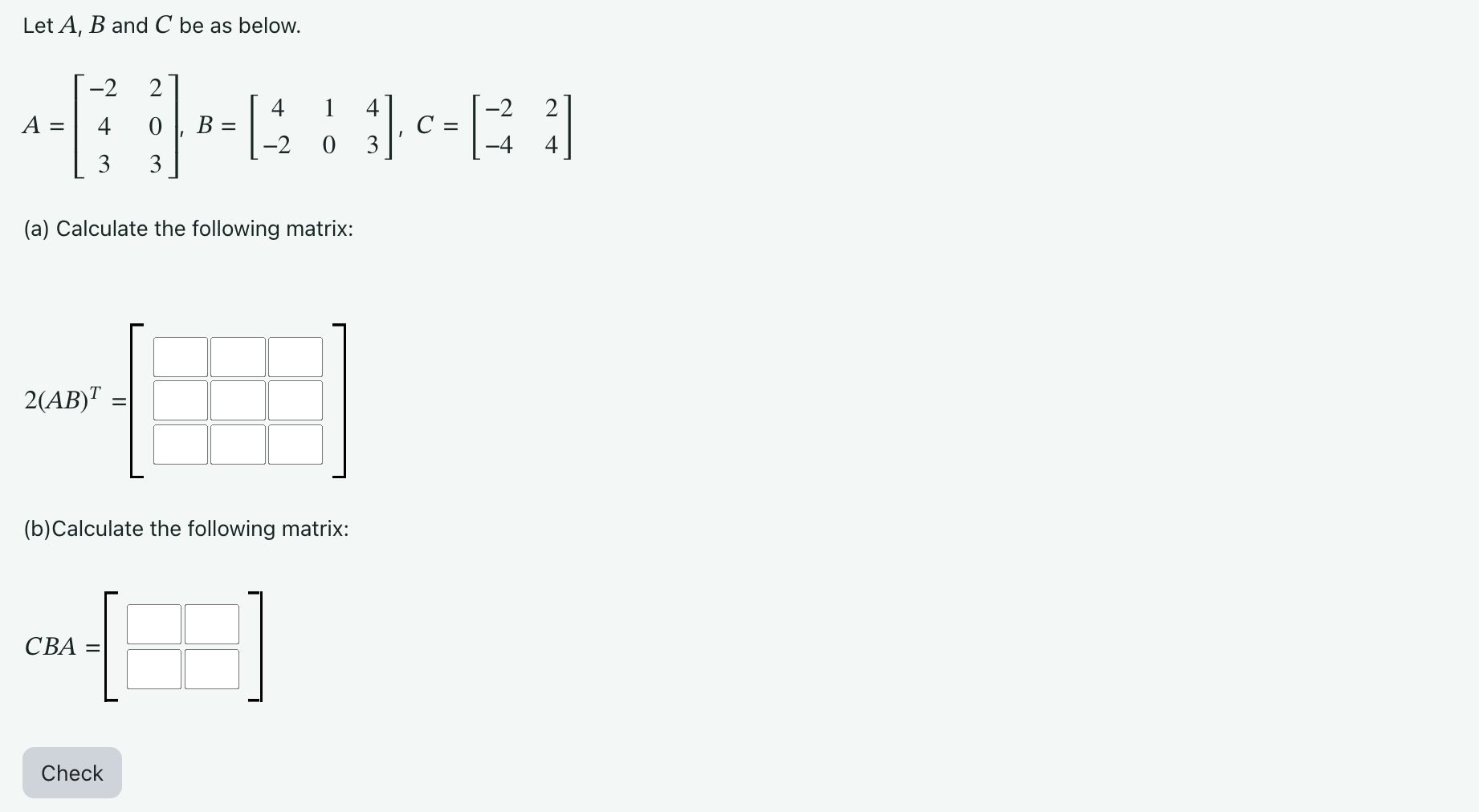 Solved Let A,B ﻿and C ﻿be as | Chegg.com
