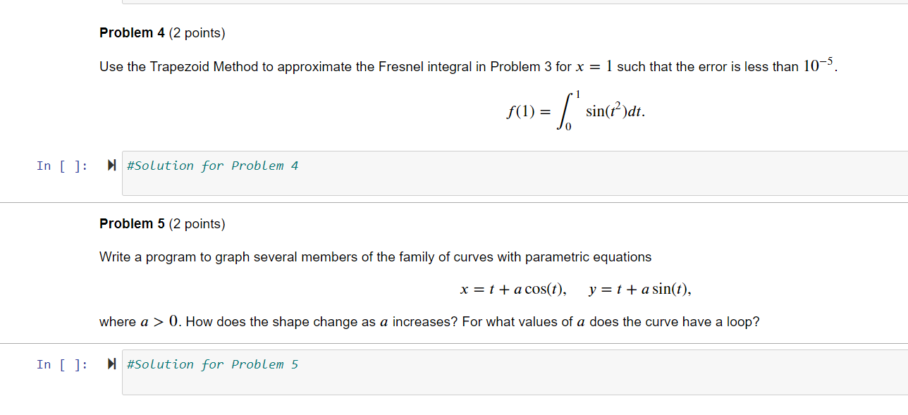 Solved Problem 4 (2 points) Use the Trapezoid Method to | Chegg.com