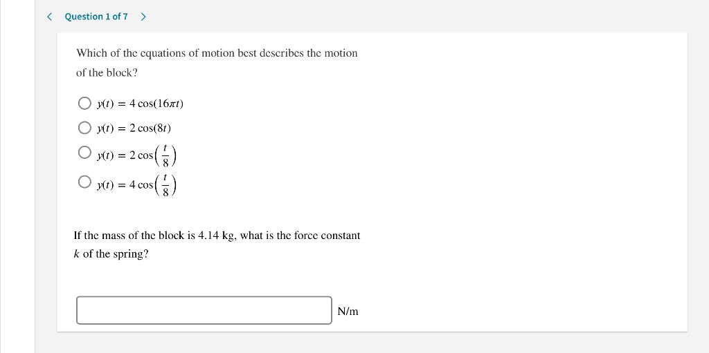 Solved y() (cm) A block is attached to a | Chegg.com