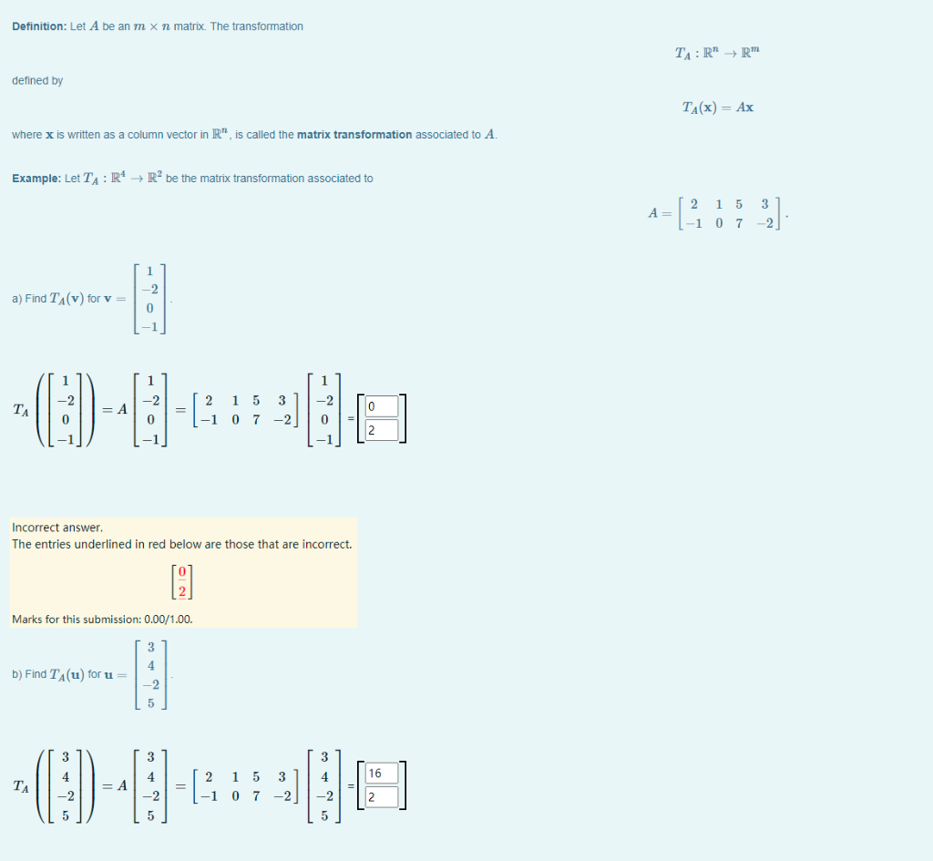 Solved Definition: Let A be an m x n matrix. The | Chegg.com