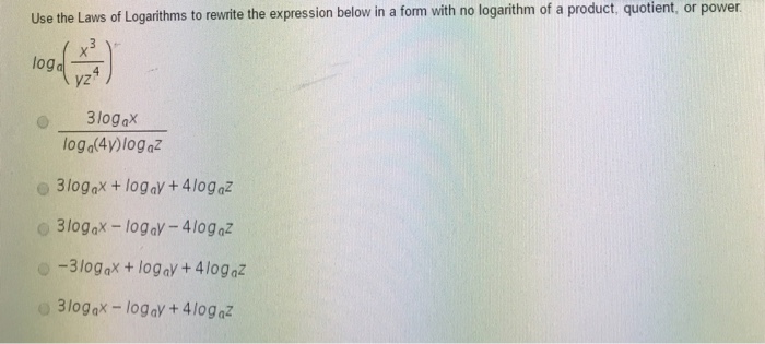 Solved Use the Laws of Logarithms to rewrite the expression | Chegg.com