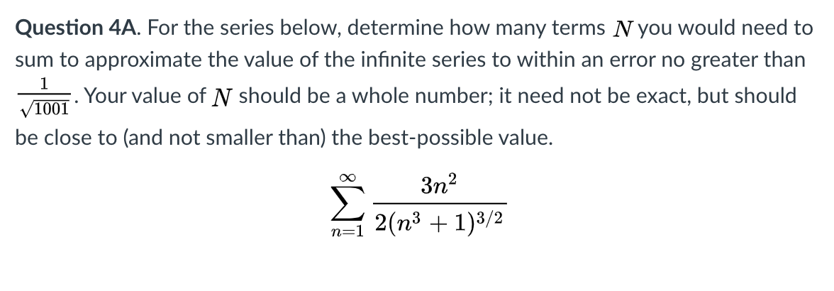 Solved Question 4A. For the series below, determine how many | Chegg.com