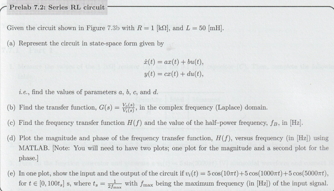 Solved Given the circuit shown in Figure 7.3b with R=1[kΩ], | Chegg.com