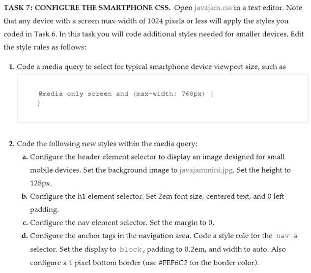 Solved Java Jam HTML Assignment Task 1: Create Lab6 | Chegg.com