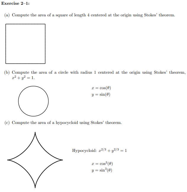 Solved Exercise 2-1:(a) ﻿Compute the area of a square of | Chegg.com