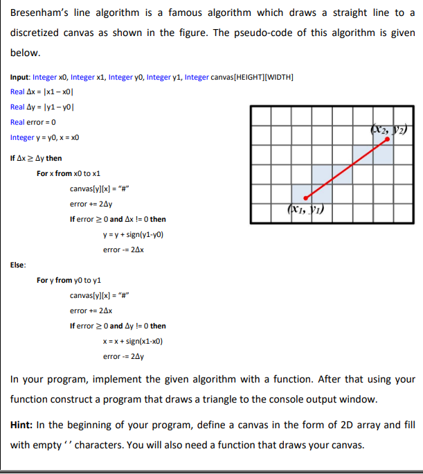 Solved Bresenham's line algorithm is a famous algorithm | Chegg.com