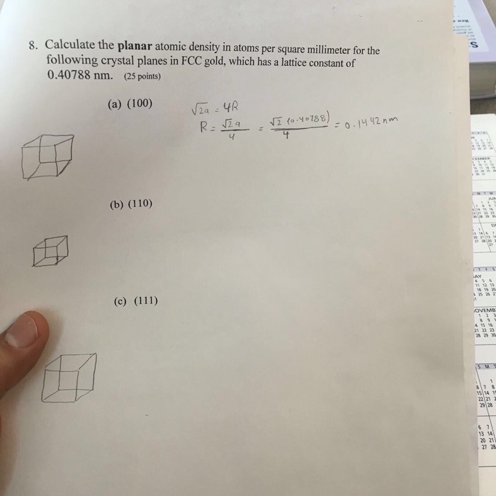Solved Calculate The Planar Atomic Density In Atoms Per