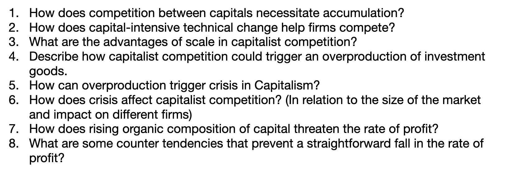 Solved 1. How does competition between capitals necessitate | Chegg.com
