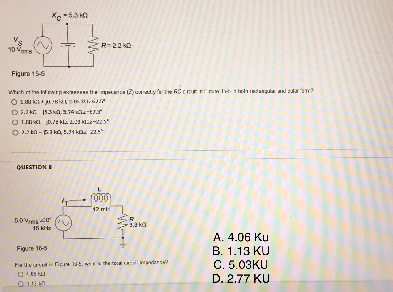 Solved Vs 10 Vrms Figure 15-5 Xc = 5.3 ΚΩ Which of the | Chegg.com