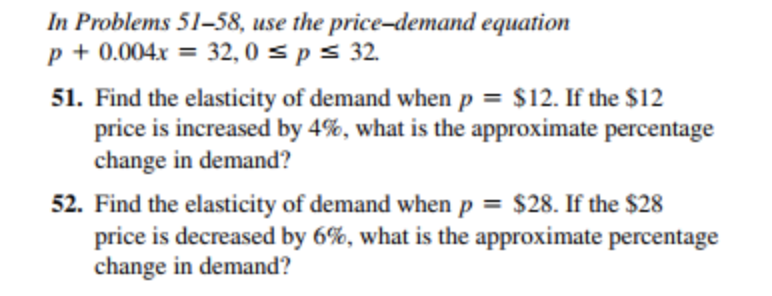 Solved In Problems 51-58, use the price-demand equation p | Chegg.com