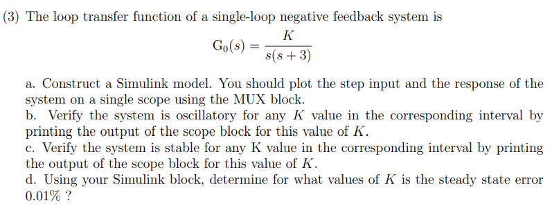 Solved The loop transfer function of a single-loop negative | Chegg.com