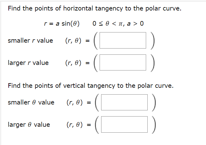 Solved Find the points of horizontal tangency to the polar | Chegg.com