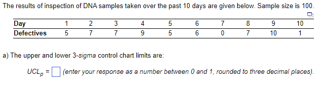 Solved a) The upper and lower 3-sigma control chart limits | Chegg.com
