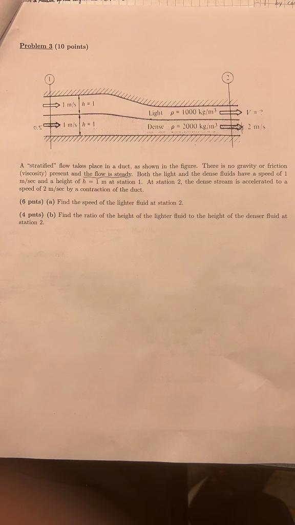Solved Problem 3 (10 points) A "stratified" flow takes place | Chegg.com