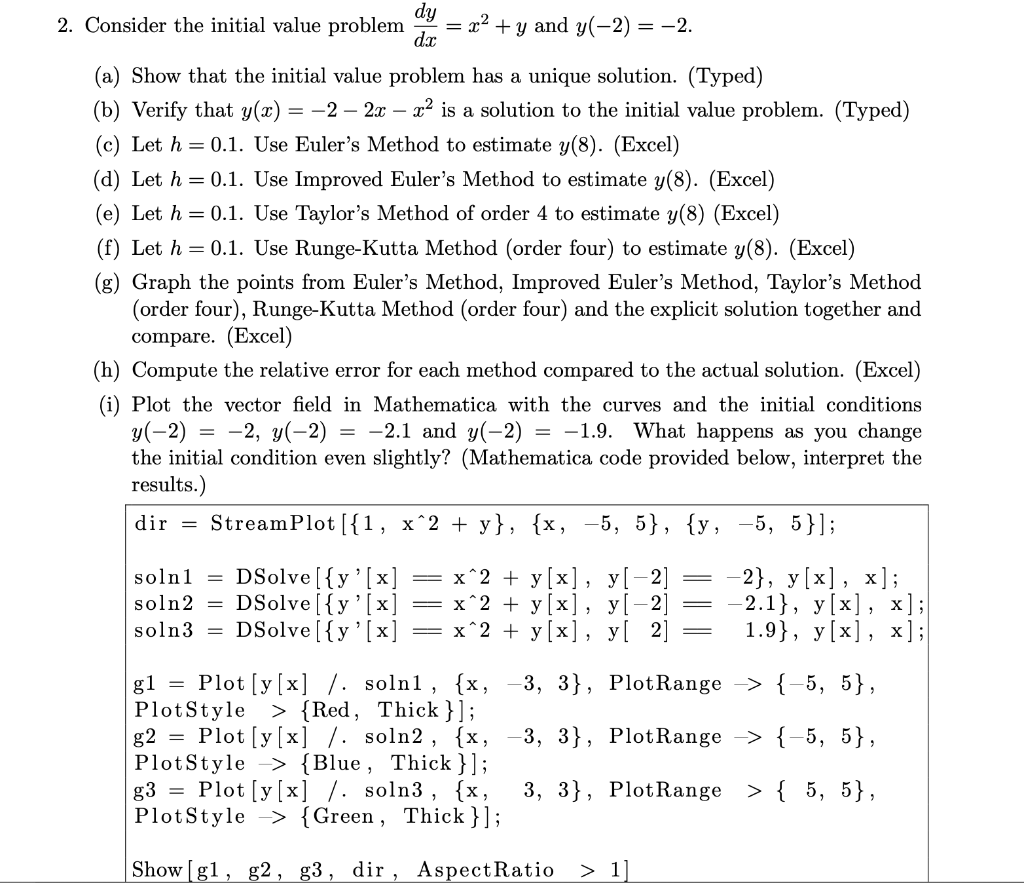 Solved dy 2. Consider the initial value problem dar x2 + y | Chegg.com
