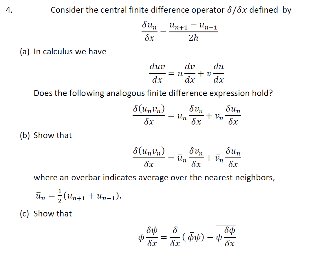 Solved 4. Consider the central finite difference operator | Chegg.com