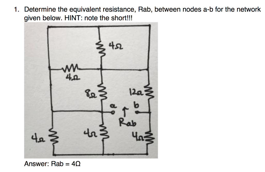 Solved 1. Determine the equivalent resistance, Rab, between | Chegg.com