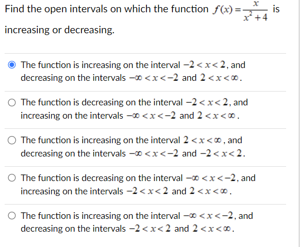 Solved Find the open intervals on which the function | Chegg.com