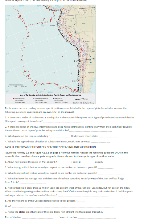 Earthquakes cecur accarding to some specific patterns | Chegg.com