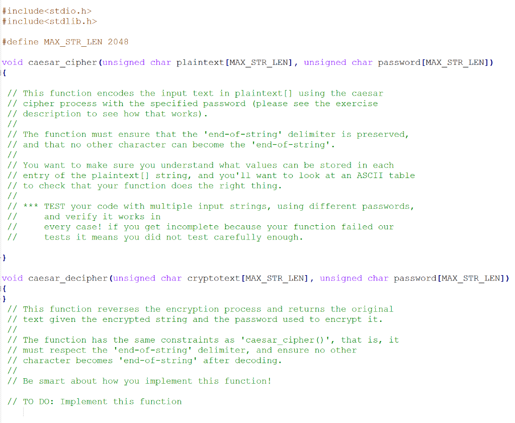 #include #define MAX STR LEN 2048 void caesar cipher | Chegg.com