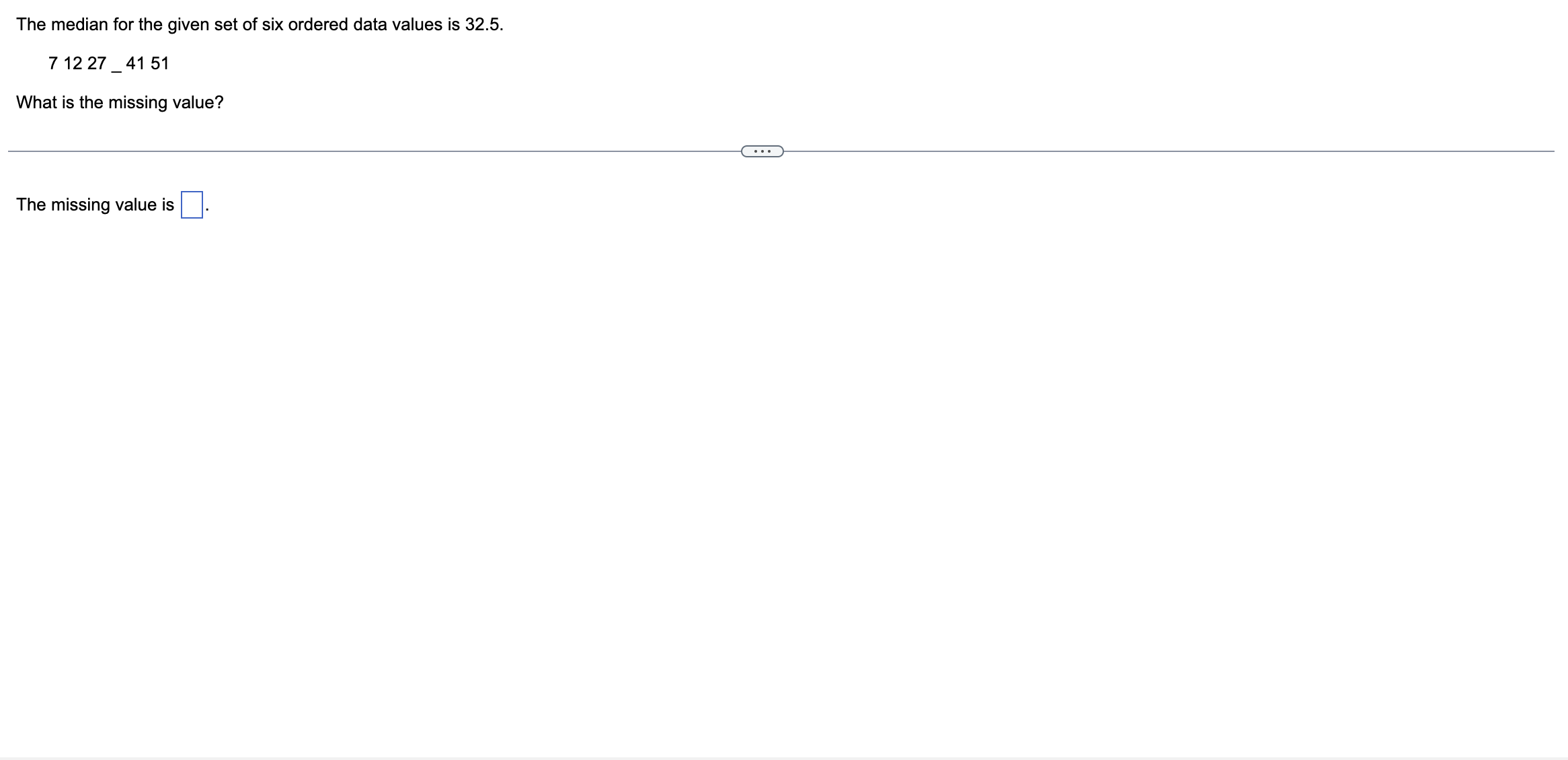 Solved The median for the given set of six ordered data | Chegg.com