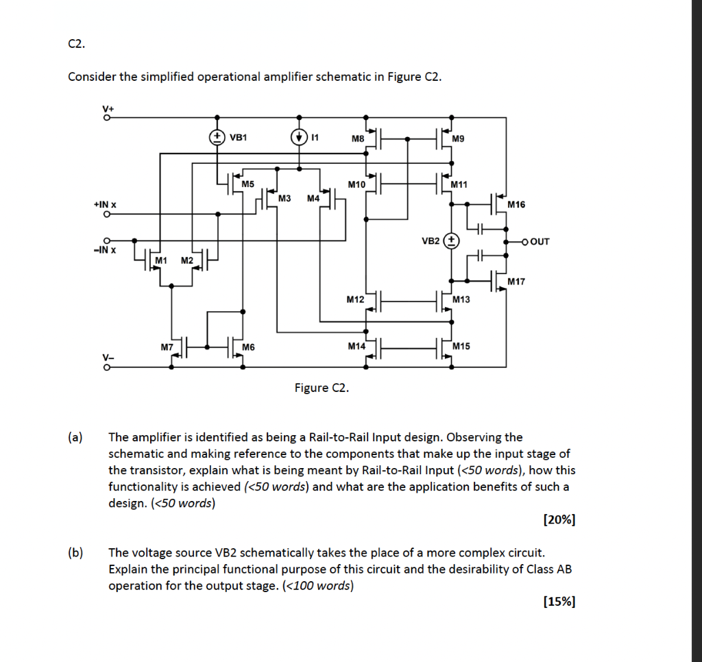 C2. Consider the simplified operational amplifier | Chegg.com