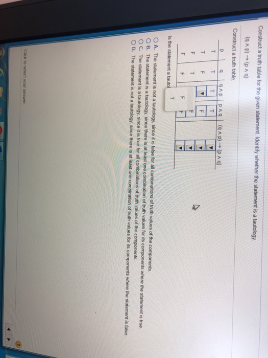 Solved Construct a truth table for the given statement | Chegg.com