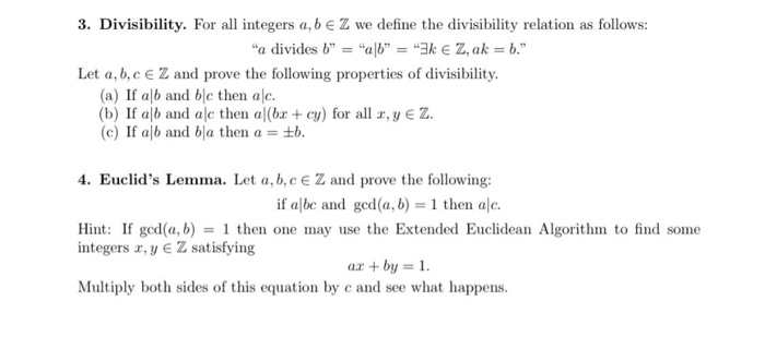 Solved 3. Divisibility. For all integers a, b Z we define | Chegg.com