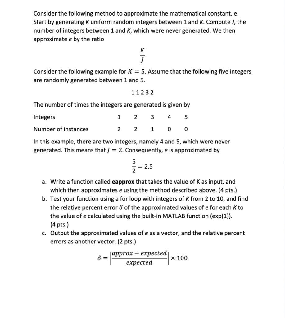 Solved Consider the following method to approximate the | Chegg.com
