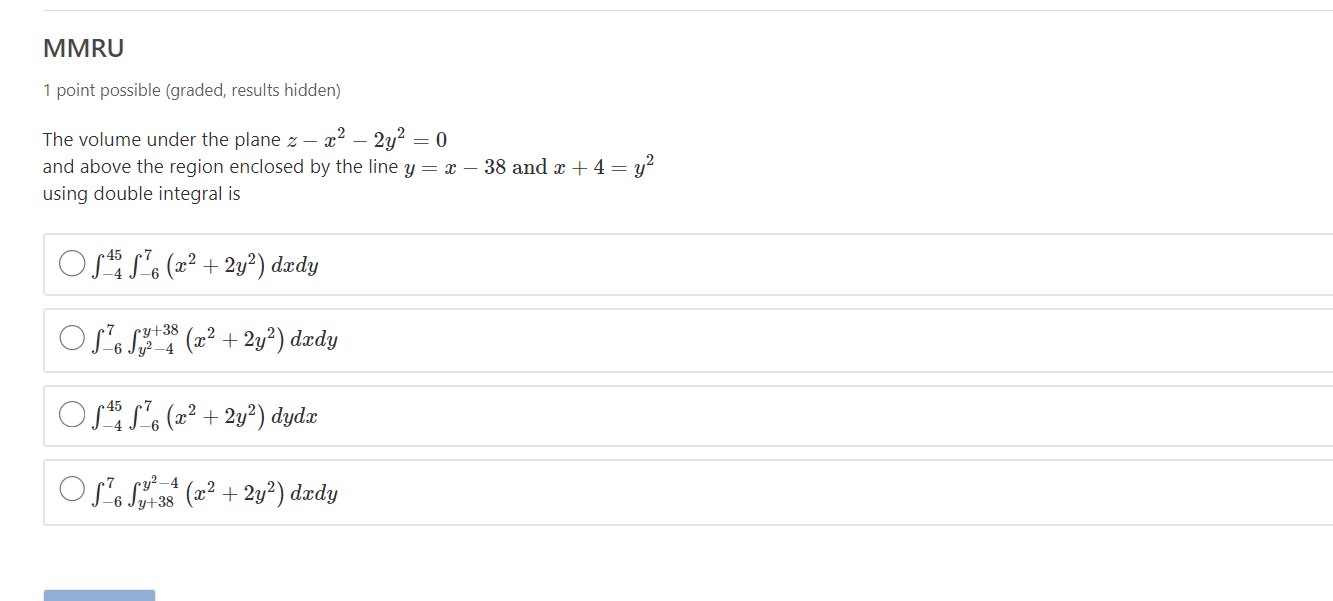 Solved MMRU 1 point possible (graded, results hidden) | Chegg.com