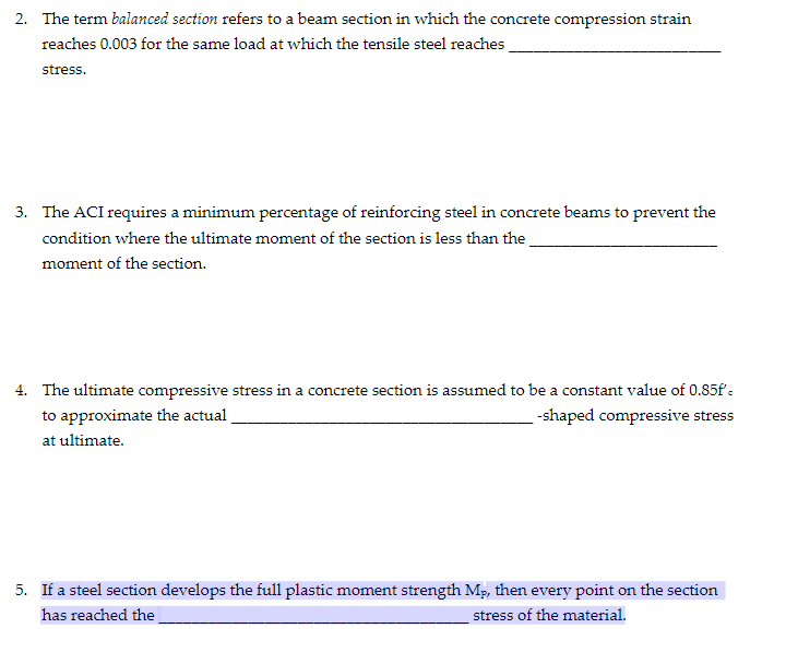 Solved 2. The term balanced section refers to a beam section | Chegg.com