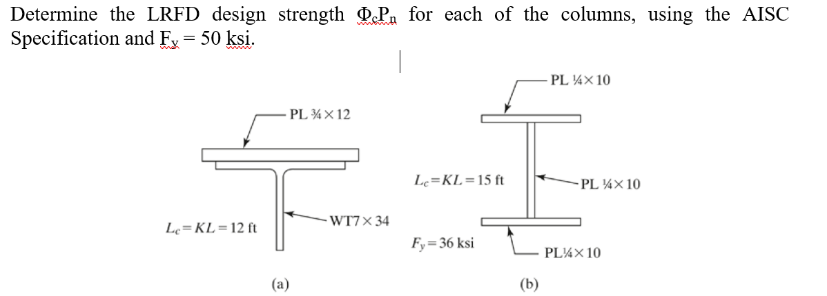 Solved Determine the LRFD design strength ΦcPn for each of | Chegg.com
