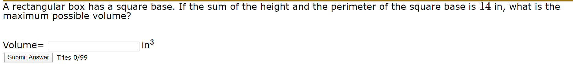 Solved A rectangular box has a square base. If the sum of | Chegg.com