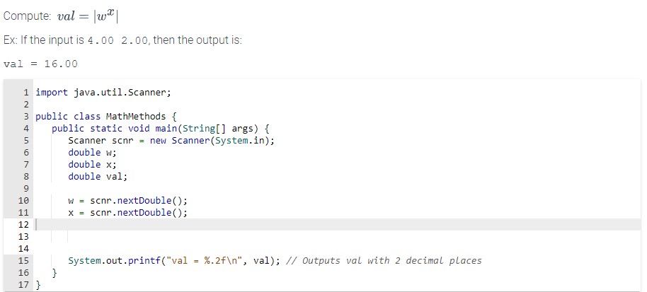 Solved Compute: val =|wx|Ex: If the input is 4.002 .00 , | Chegg.com