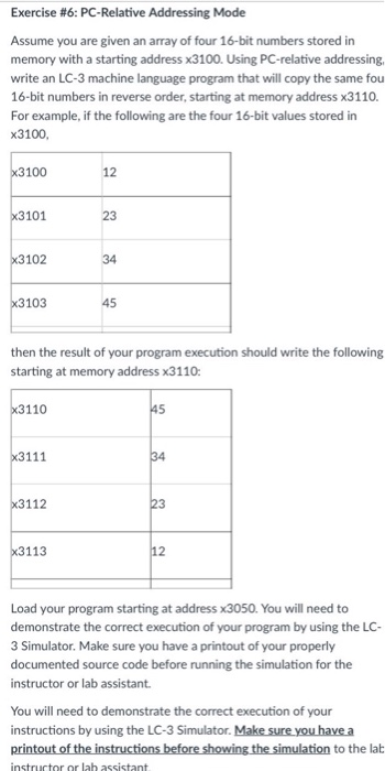 Exercise #6: PC-Relative Addressing Mode Assume you | Chegg.com