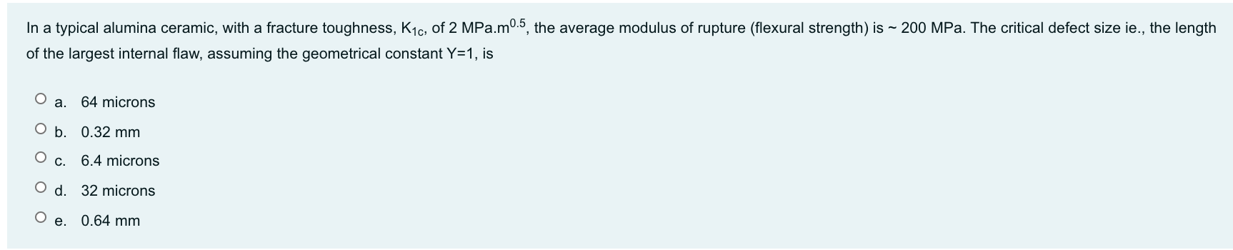 Solved In a typical alumina ceramic, with a fracture | Chegg.com