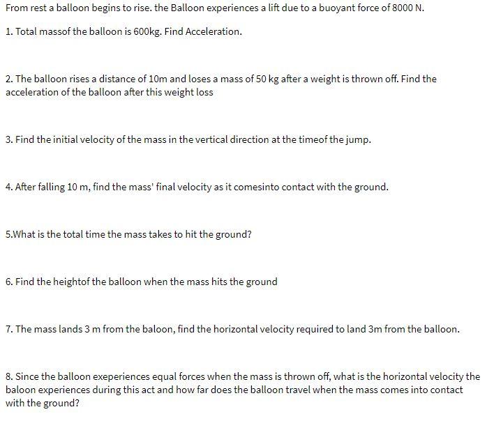 Solved From rest a balloon begins to rise. the Balloon | Chegg.com