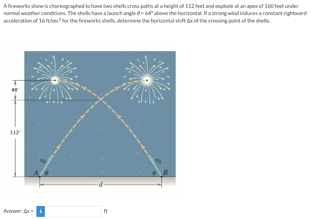 Solved A fireworks show is choreographed to have two shells | Chegg.com