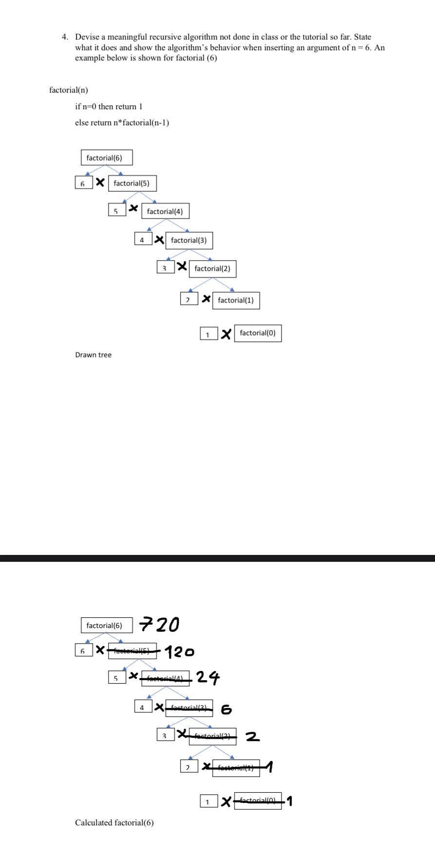 Solved 4. Devise a meaningful recursive algorithm not done | Chegg.com Solved 4. Devise a meaningful recursive algorithm not done | Chegg.com