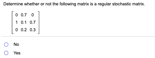 Solved Determine whether or not the following matrix is a | Chegg.com