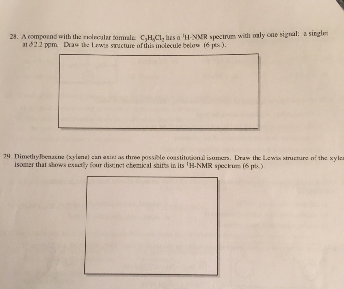 Solved A compound with the molecular formula: C_3H_6Cl_2 has | Chegg.com