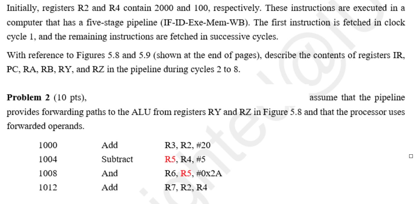 Initially, registers R2 and R4 contain 2000 and 100 , | Chegg.com