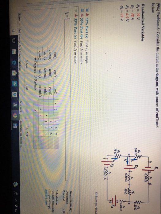 Solved (9%) Problem 6: Consider the circuit in the diagram, | Chegg.com