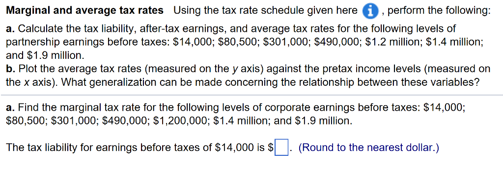 Solved Marginal and average tax rates Using the tax rate | Chegg.com