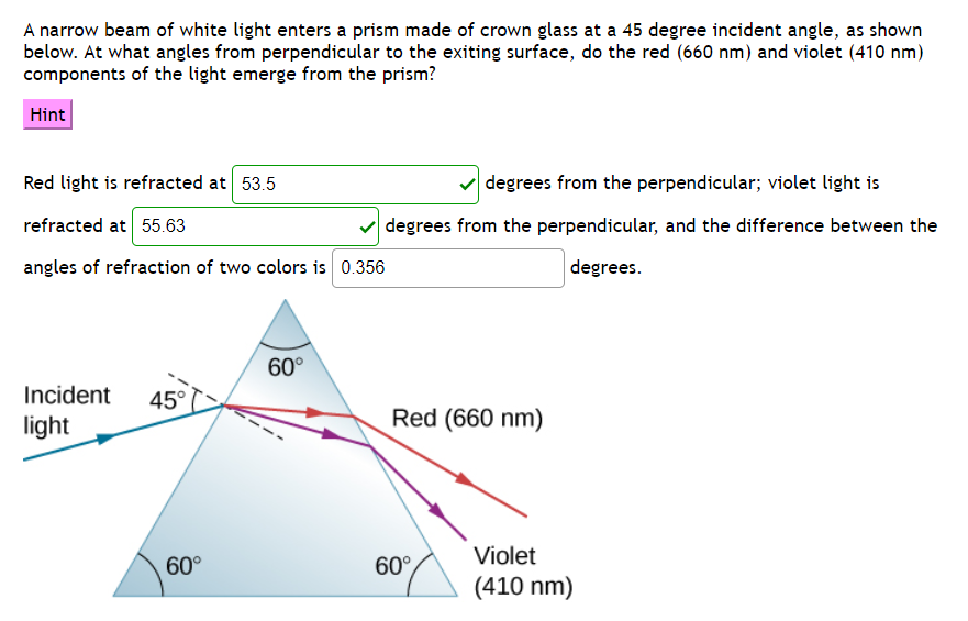 Solved Find the difference between the angles of refraction | Chegg.com