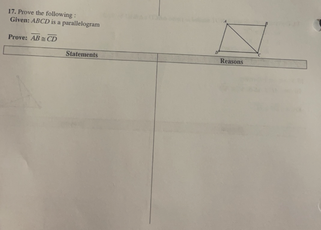 Solved 17. Prove the following : Given: ABCD is a | Chegg.com