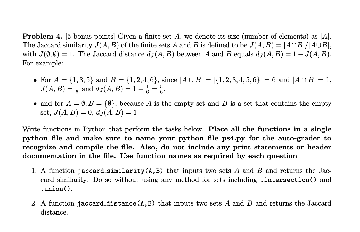 Solved Problem 4. [5 bonus points) Given a finite set A, we | Chegg.com