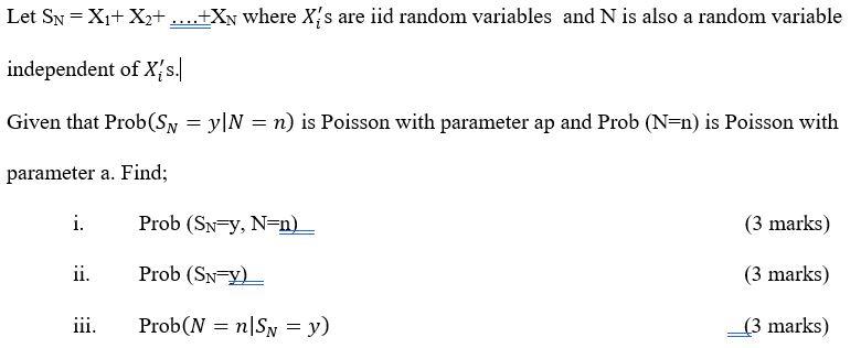 Solved Let SN=X1+X2+…+XN where Xi′ s are iid random | Chegg.com